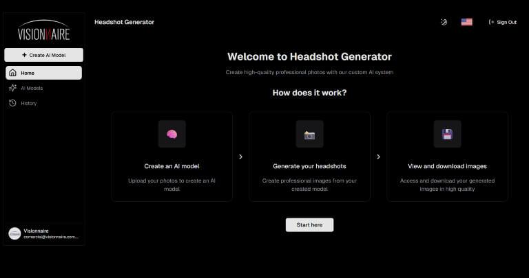 Visionnaire - Discover Our Custom AI Solution and generate High-Quality Professional Portraits